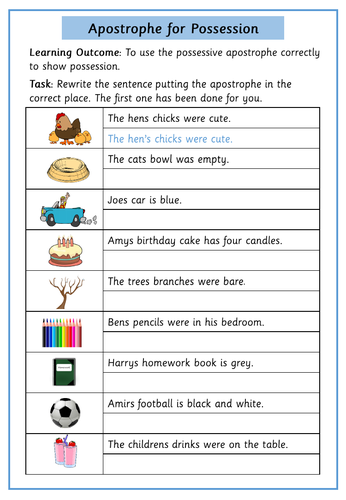 The Possessive Apostrophe Worksheets | Teaching Resources