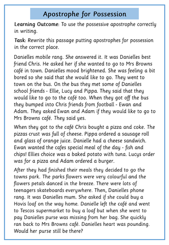 The Possessive Apostrophe Worksheets | Teaching Resources