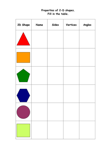 2D Shape Key Stage 1 Resource Pack | Teaching Resources