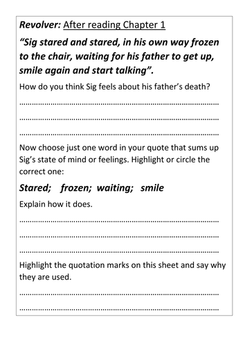 'Revolver' by Marcus Sedgwick: after reading Chapter 1. | Teaching ...