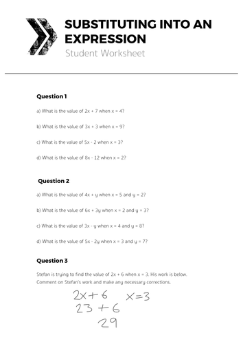 Substituting into an Expression - Complete Lesson | Teaching Resources