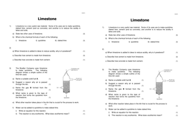 Uses of Limestone, Limestone and Building Materials, Lesson 1 (AQA 1.2.1) Complete lesson ...