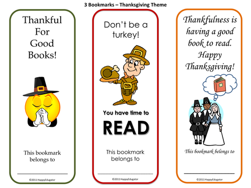 Thanksgiving Bookmarks - A Set of 6 | Teaching Resources