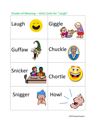 Shades of Meaning Verb Cards - LAUGH | Teaching Resources
