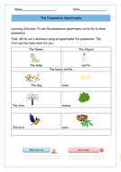 The Possessive Apostrophe / Apostrophe for Possession Worksheet ...
