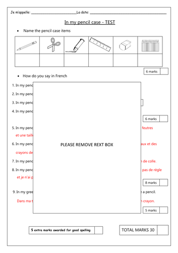 FRENCH - Pencil case items - Dans Ma Trousse - Worksheets | Teaching ...