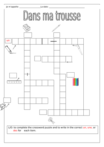FRENCH - Pencil case items - Dans Ma Trousse - Worksheets | Teaching ...