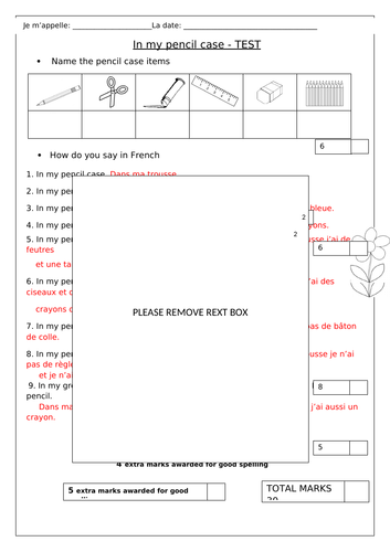 FRENCH - Pencil case items - Dans Ma Trousse - Worksheets | Teaching ...