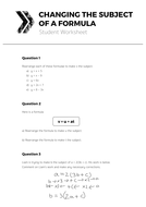 Changing the Subject of a Formula - Complete Lesson | Teaching Resources