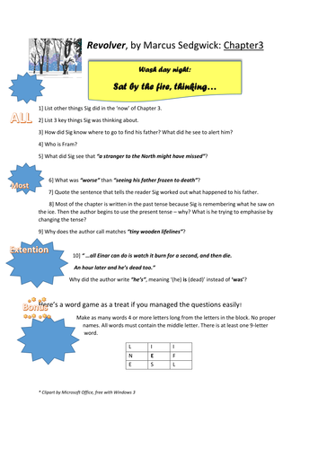'Revolver' by Marcus Sedgwick: Chapter 3 &4 | Teaching Resources