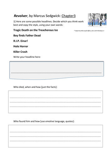 'Revolver' by Marcus Sedgwick: Chapter 3 &4 | Teaching Resources