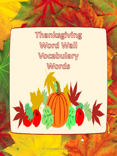 Thanksgiving Word Wall Vocabulary Words | Teaching Resources