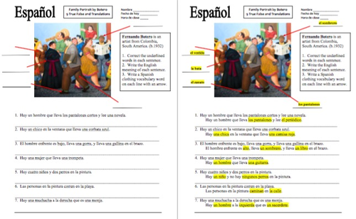 Spanish Street Scene by Fernando Botero 7 Sentences | Teaching Resources
