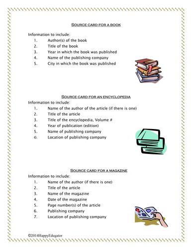 Source Cards Handout with Practice Activity | Teaching Resources