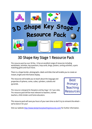3D Shape Key Stage 1 Resource Pack | Teaching Resources