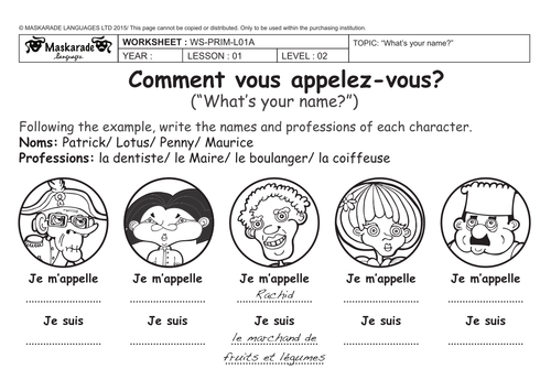 FRENCH-Y4/Y5- ABOUT YOU: Greetings/ Comment vous appelez-vous ...