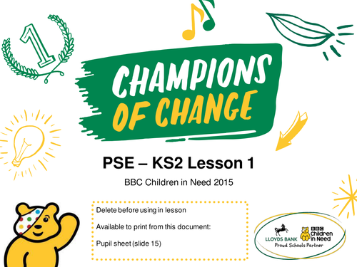 BBC Children in Need KS2 PSHE/PSE/PDMU Lesson – PowerPoint | Teaching ...