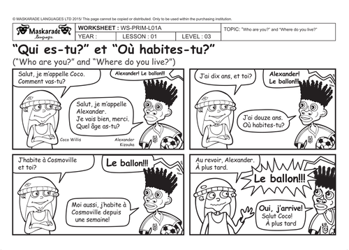 FRENCH-Y5/6-ABOUT YOU: Who are you?/Qui es-tu ? /Where do you live?/Où ...