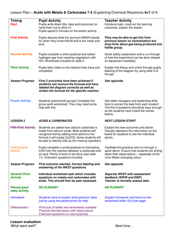 Complete Year 7/8 Unit: Understanding Chemical Reactions (7.4 ...
