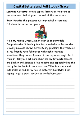 Full Stops and Capital Letters Worksheets - SEN Resource | Teaching ...