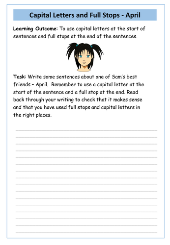 Full Stops and Capital Letters Worksheets - SEN Resource | Teaching ...