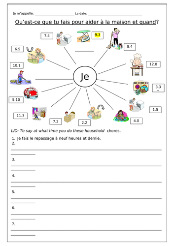 FRENCH - Household Chores - Le Ménage - Worksheets | Teaching Resources