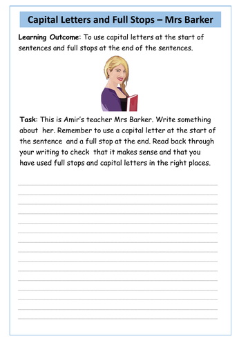 SEN Literacy Pack : Fulls Stops, Capital Letters, Simple Comprehensions ...