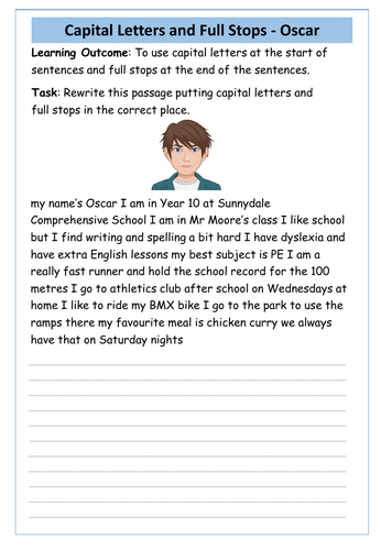 Full Stops and Capital Letters - SEN / ESL | Teaching Resources