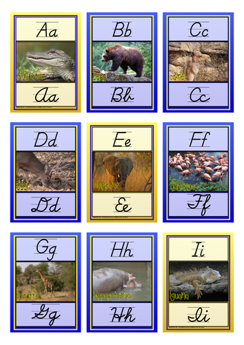 Alphabet Animal Posters D' Nealian Style | Teaching Resources