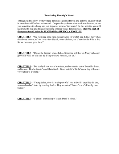 The Cay Novel Study | Teaching Resources