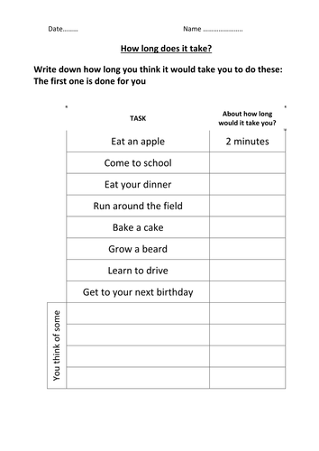 How long does it take? | Teaching Resources