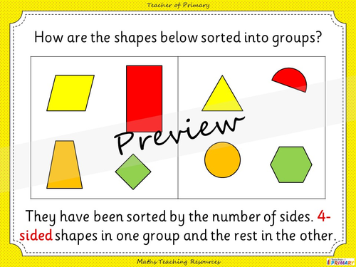 Comparing and Sorting Shapes - Year 2 | Teaching Resources