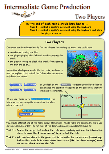 Extension Worksheets for Creating a Computer Game using Scratch ...
