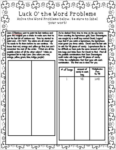 St. Patrick's Day Math Pack | Teaching Resources