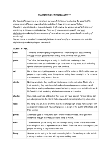 Introduction to marketing- Principles of marketing | Teaching Resources