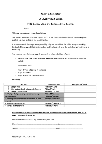 OCR A Level Product Design F523 Student guide Design, Make and Evaluate ...