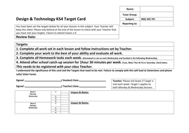 KS4 Design & technology Target Card Intervention | Teaching Resources