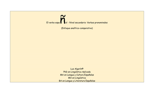 El verbo español - Nivel secundario: Verbos pronominales | Teaching ...