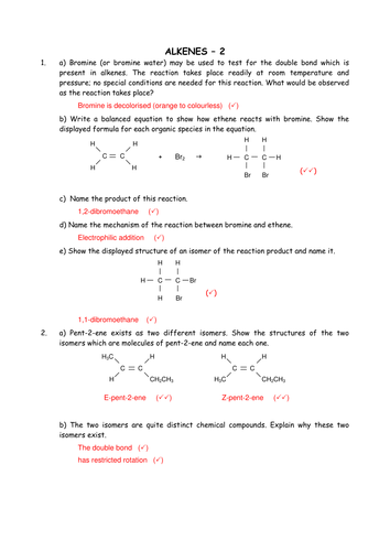 Chemistry: Alkanes, Alkenes and Haloalkanes Collection A Level Year 1 ...