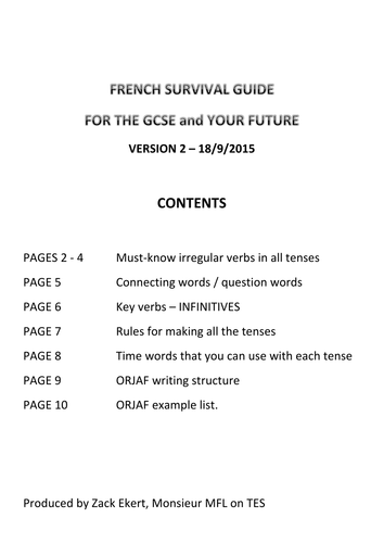 French GCSE Home Learning Revision pack | Teaching Resources