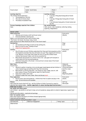 forest school medium term plan with lesson plans | Teaching Resources