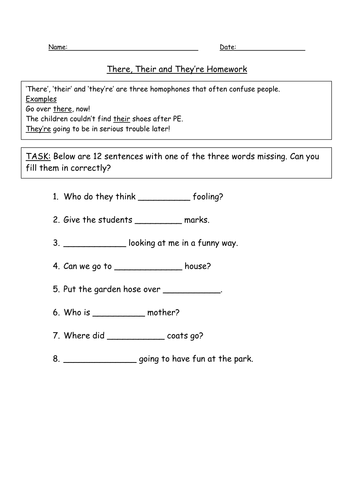 There, Their and They're - What's the Difference? | Teaching Resources