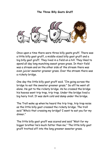 The Three Billy Goats Gruff Resource Pack by ...