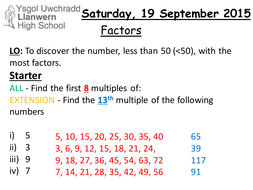 Factors Investigation - Whole/Complete lesson | Teaching Resources