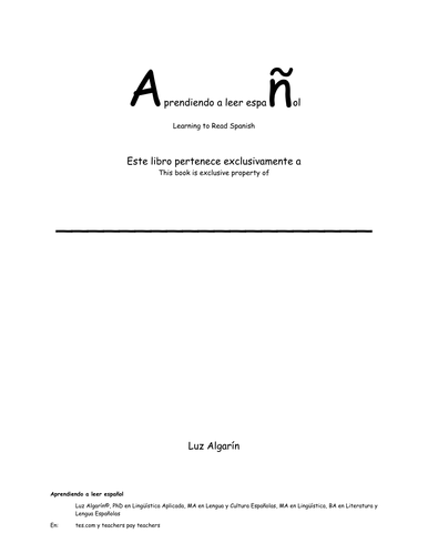 Aprendiendo a leer español | Teaching Resources
