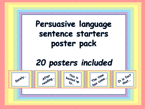 persuasive language sentence starter posters | Teaching Resources