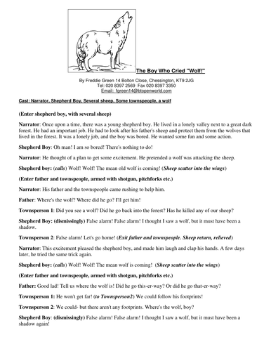 The Boy Who Cried Wolf (Short Musical Play for Elementary Schools ...