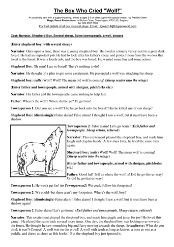 The Boy Who Cried Wolf (Short Musical Play for Elementary Schools ...