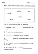 wr or r worksheet (Phase 5 Alternative) | Teaching Resources
