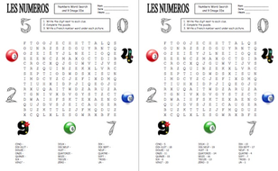 French Numbers 0 - 20 Word Search and Image IDs Worksheet | Teaching ...